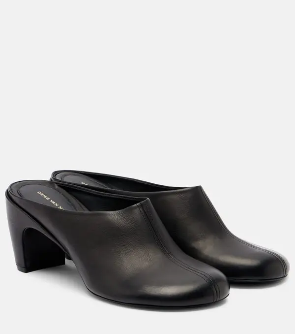 Dries Van Noten Leather Heeled Mules