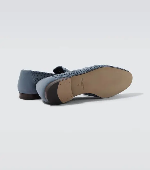 Manolo Blahnik Mario Woven Leather Loafers - Blue