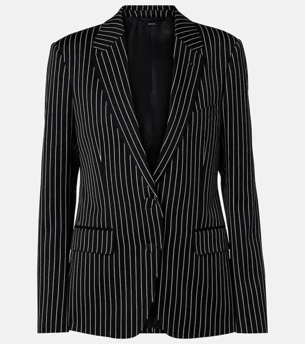 TOM FORD Pinstripe Wool And Cotton Blazer - Black