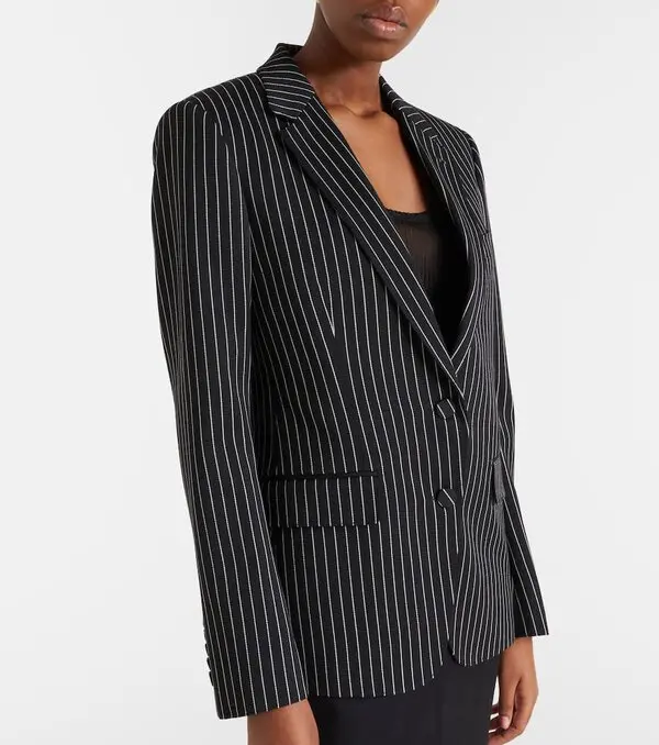 TOM FORD Pinstripe Wool And Cotton Blazer - Black