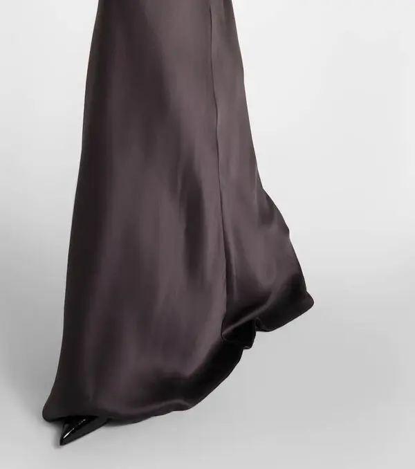 THE SEI Draped One-shoulder Silk Satin Gown