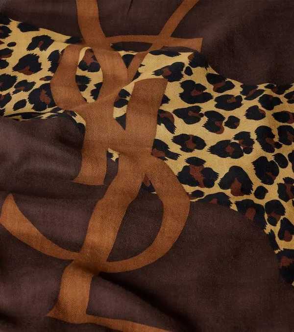 Saint Laurent Cassandre Printed Wool Twill Scarf