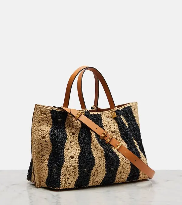 Valentino Garavani Vlogo Medium Raffia Tote Bag