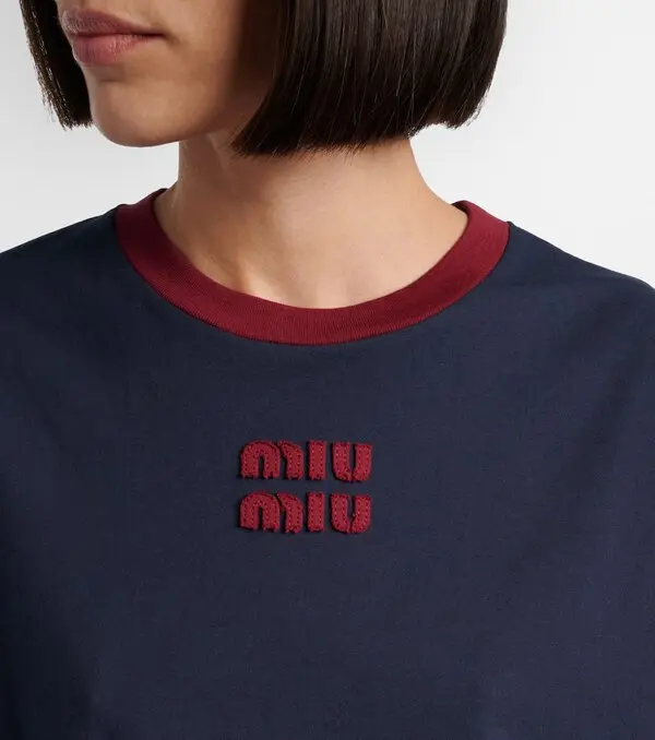 Miu Miu Logo Cotton Jersey T-shirt