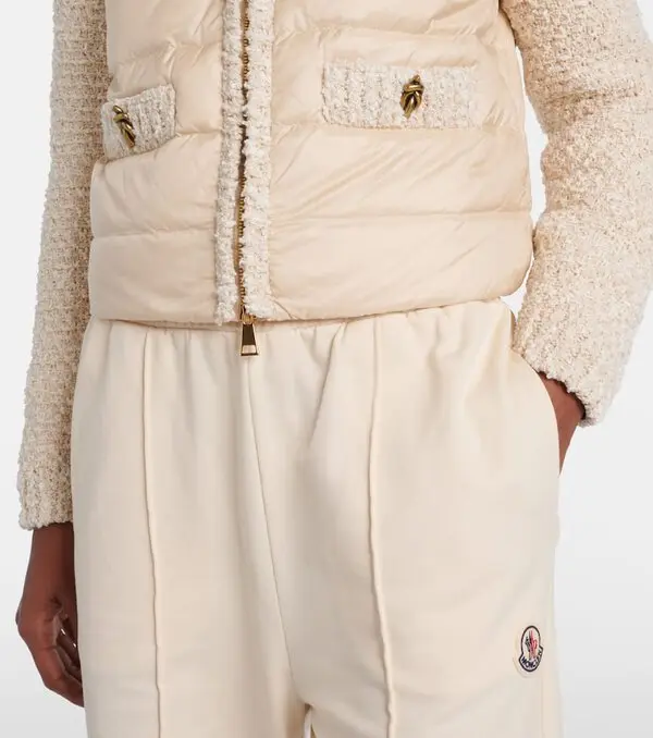 Moncler Down-paneled Boucle-trimmed Zip-up Cardigan