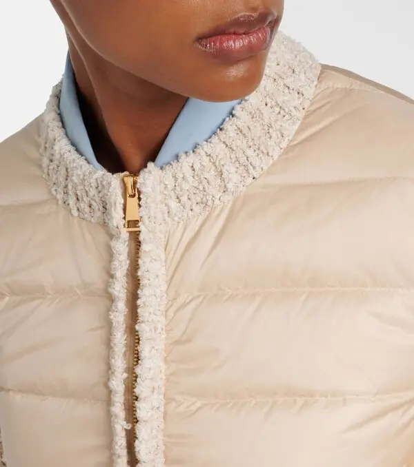 Moncler Down-paneled Boucle-trimmed Zip-up Cardigan