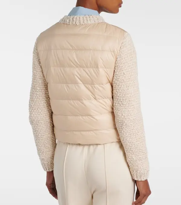 Moncler Down-paneled Boucle-trimmed Zip-up Cardigan