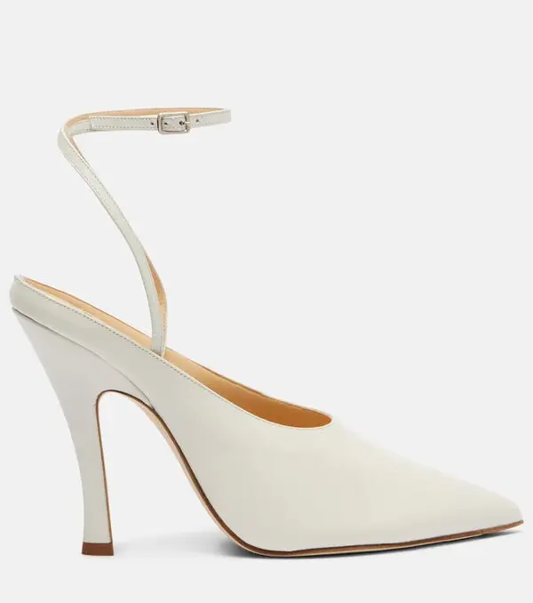 Magda Butrym Leather Pointed Open Toe Pumps With Buckle Ankle Strap