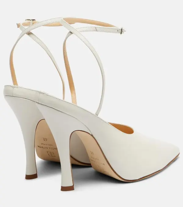 Magda Butrym Leather Pointed Open Toe Pumps With Buckle Ankle Strap