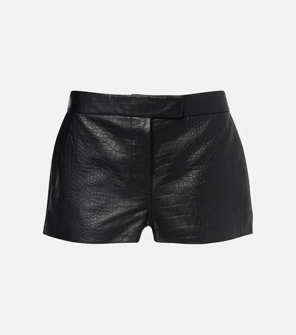 Alex Perry Croc-effect Leather Shorts