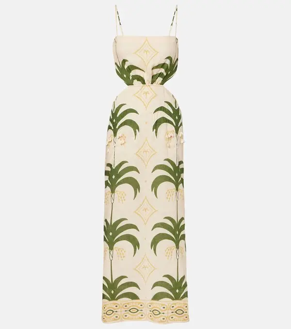 Johanna Ortiz Printed Cotton And Linen Midi Dress - White