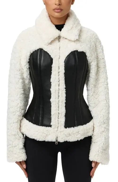 Naked Wardrobe High-pile Fleece Jacket With Faux-fur Trim