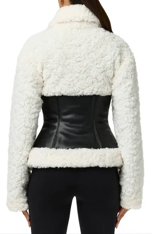 Naked Wardrobe High-pile Fleece Jacket With Faux-fur Trim