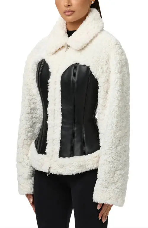 Naked Wardrobe High-pile Fleece Jacket With Faux-fur Trim