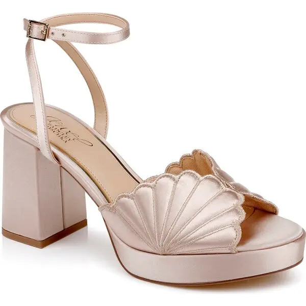Badgley Mischka Paola Platform Sandals - Dark Beige Satin