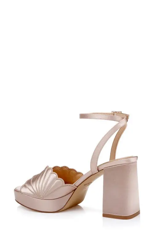 Badgley Mischka Paola Platform Sandals - Dark Beige Satin