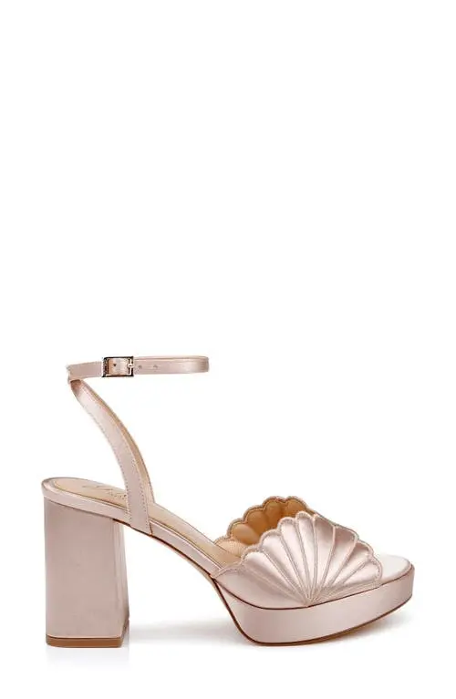 Badgley Mischka Paola Platform Sandals - Dark Beige Satin