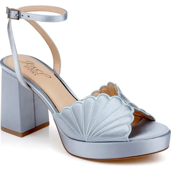 Badgley Mischka Paola Platform Sandals - Mist Blue Satin