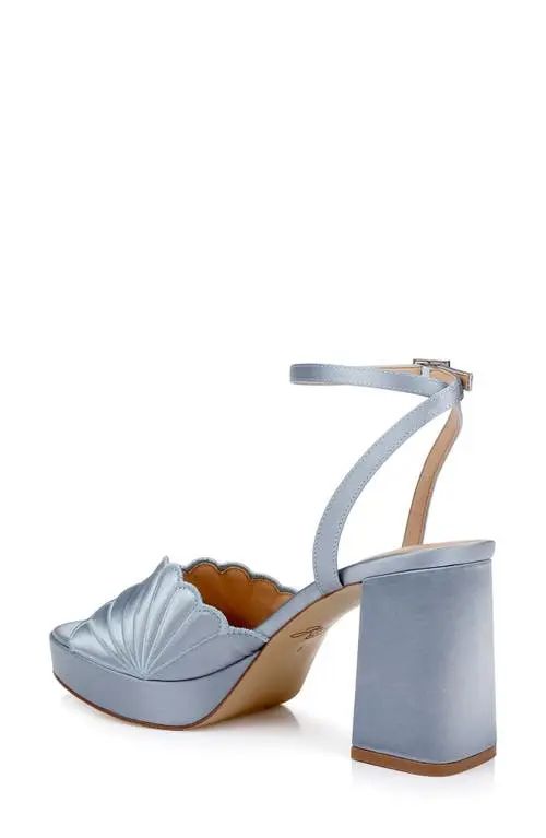 Badgley Mischka Paola Platform Sandals - Mist Blue Satin