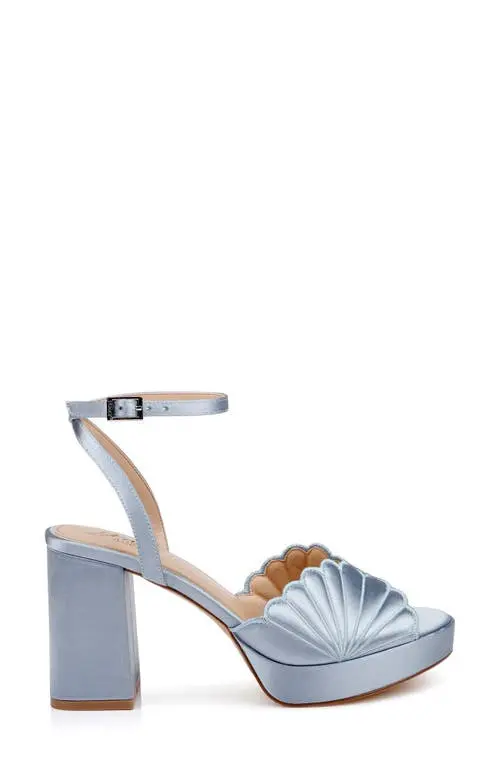 Badgley Mischka Paola Platform Sandals - Mist Blue Satin