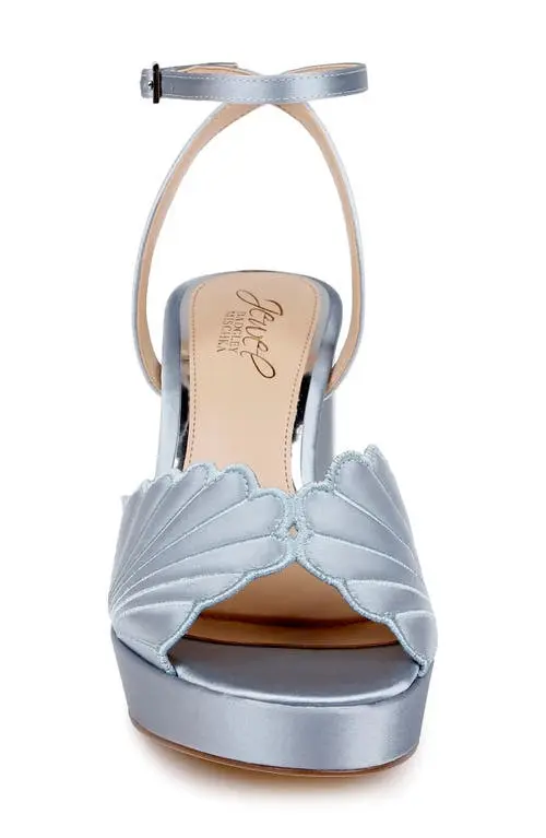 Badgley Mischka Paola Platform Sandals - Mist Blue Satin
