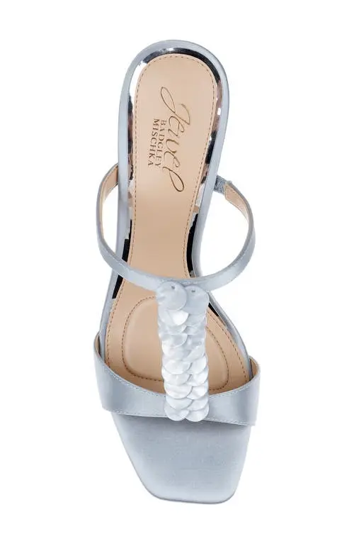 Badgley Mischka Pacifica Block Heel Sandal - Mist Blue Satin