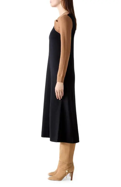 LK BENNETT Aletta Long Sleeve Knit Midi Dress