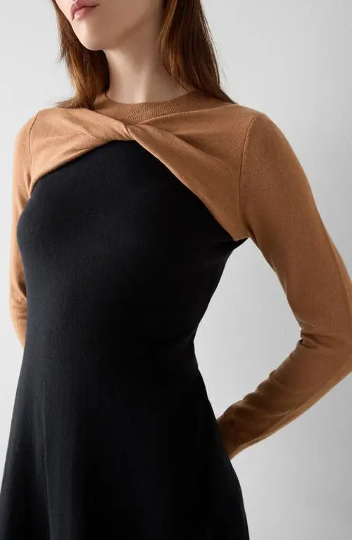 LK BENNETT Aletta Long Sleeve Knit Midi Dress