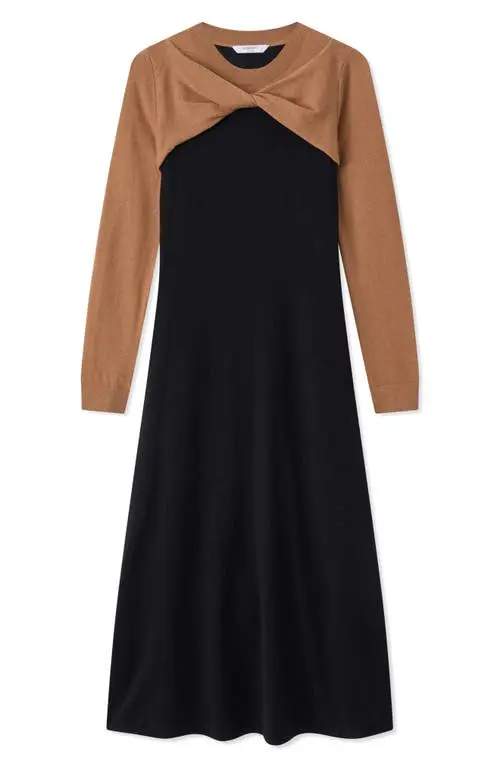 LK BENNETT Aletta Long Sleeve Knit Midi Dress