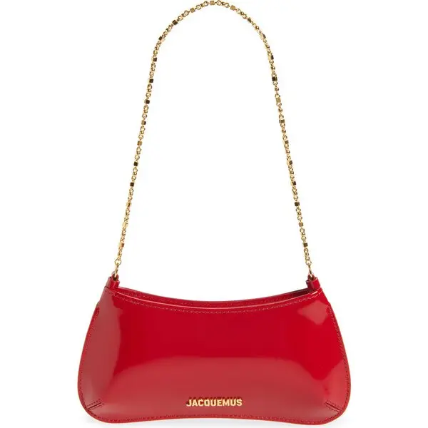 Jacquemus Le Petit Bisou Chaine Patent Shoulder Bag - Red/gold 47g