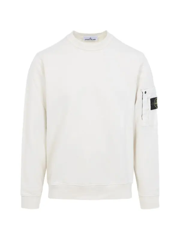 Stone Island Sweatshirt With Sleeve Logo - White