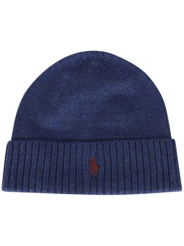 Polo Ralph Lauren Knitted Beanie With Polo Pony - Blue