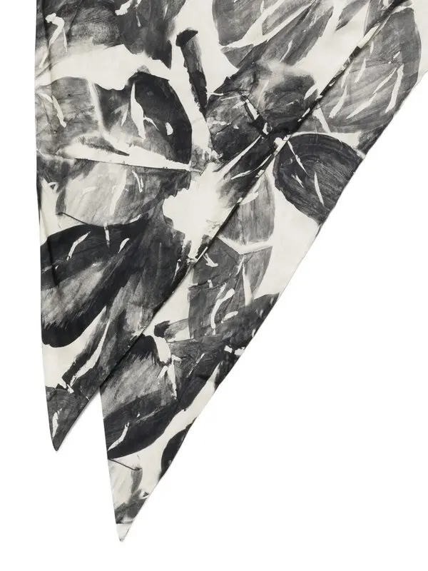 ALYSI Printed Silk Foulard - Black