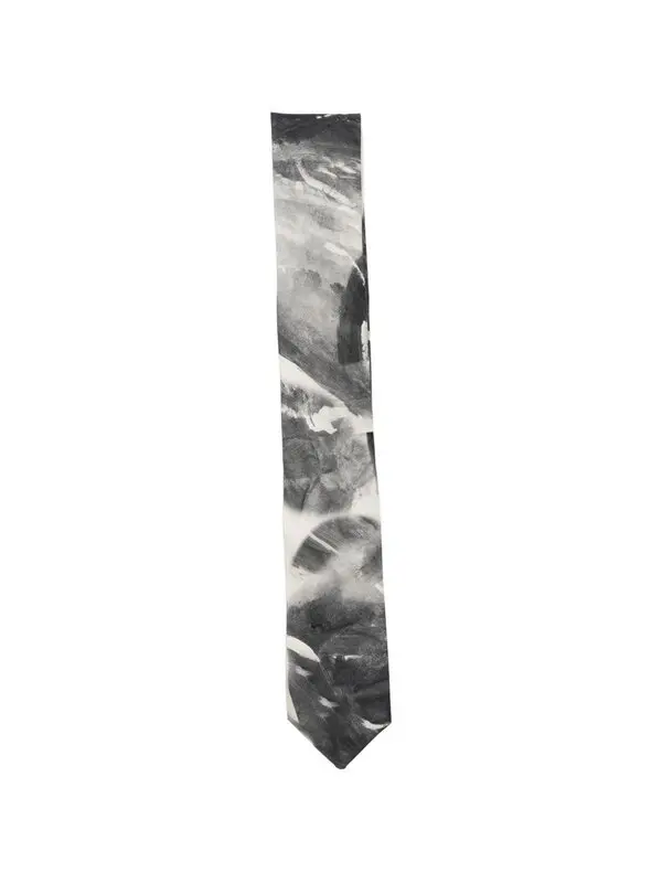 ALYSI Printed Silk Neck Tie - Black
