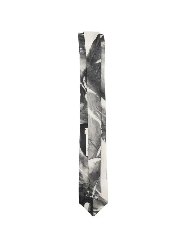 ALYSI Printed Silk Neck Tie - Black