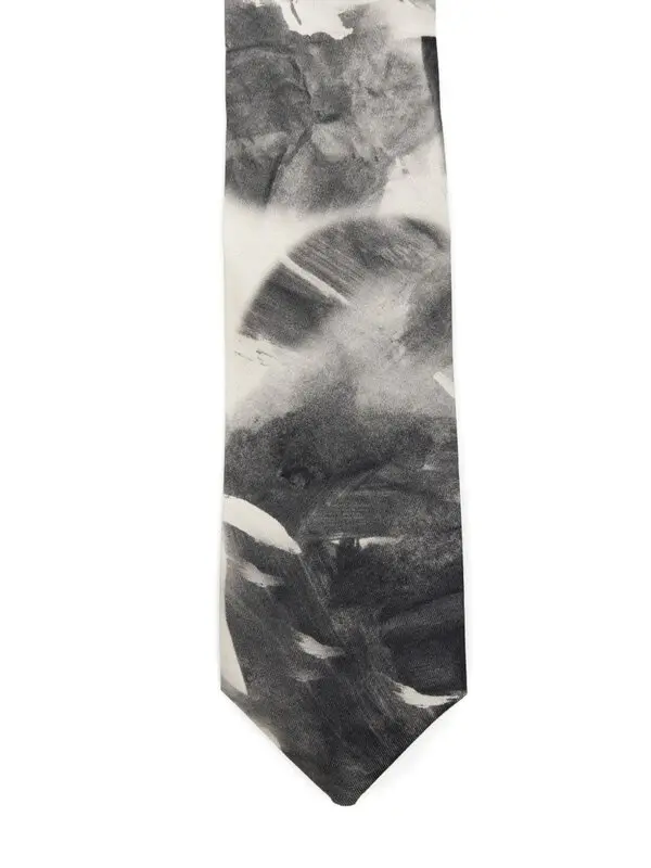 ALYSI Printed Silk Neck Tie - Black