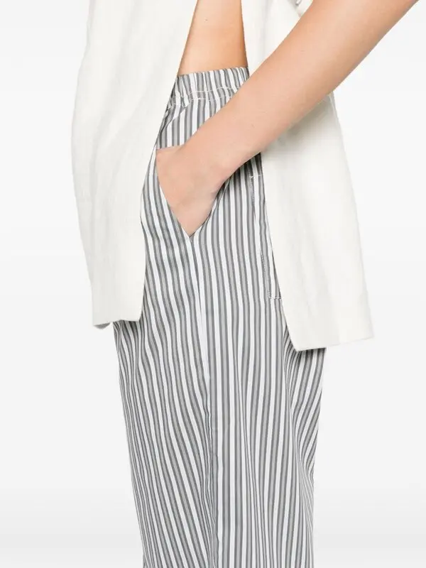 IRO PARIS Cotton Blend Striped Trousers - Sky Blue