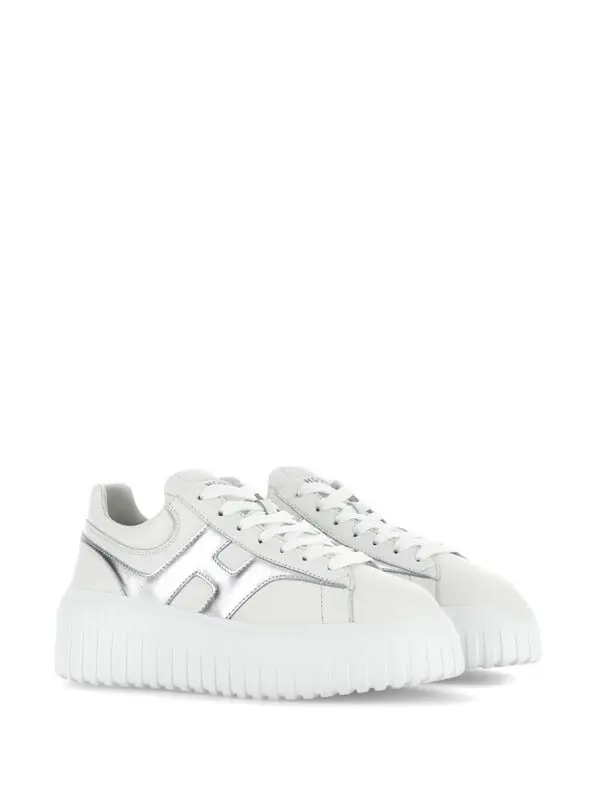 Hogan H-stripes Leather Sneakers - Silver