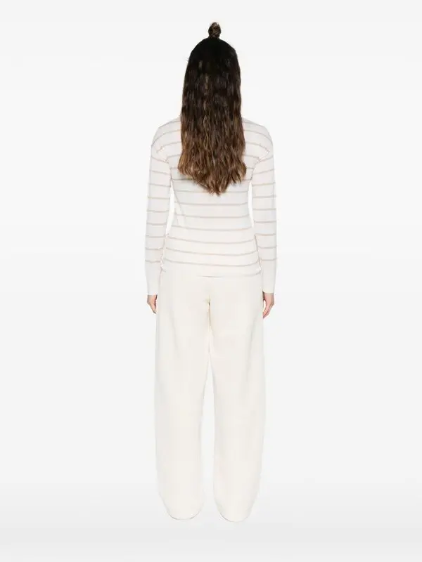 Max Mara Cashmere And Silk Striped Sweater - Beige
