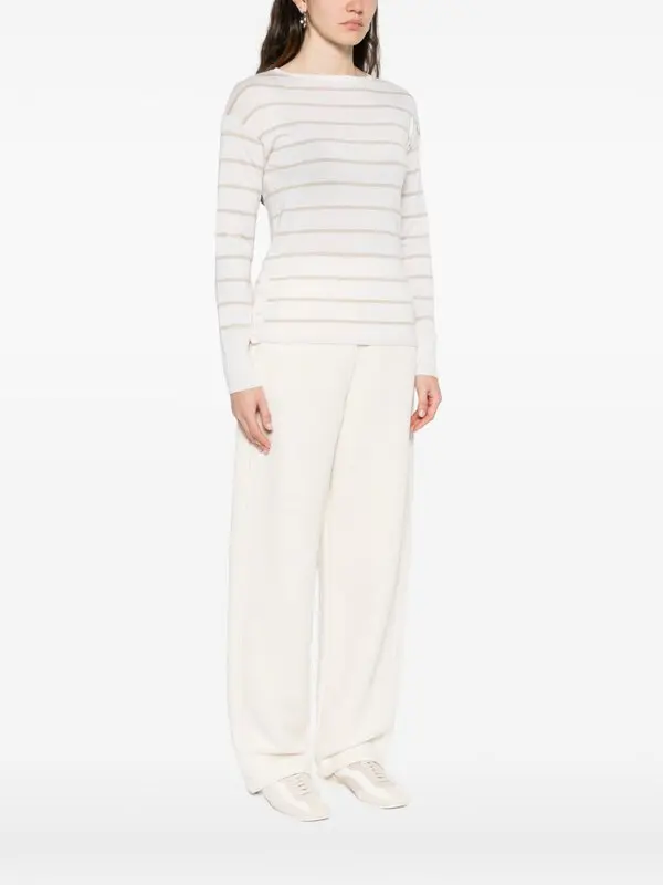 Max Mara Cashmere And Silk Striped Sweater - Beige