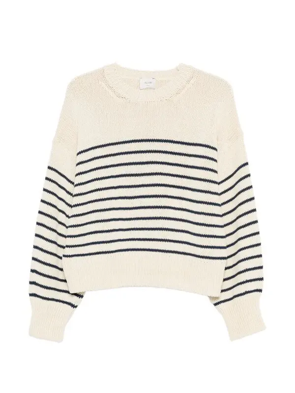 ALYSI Striped Cotton Crewneck Sweater