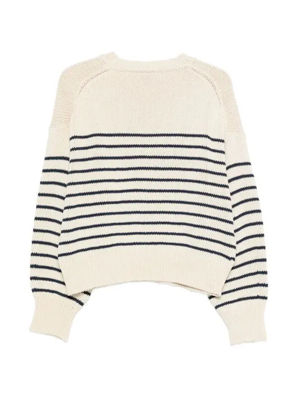 ALYSI Striped Cotton Crewneck Sweater