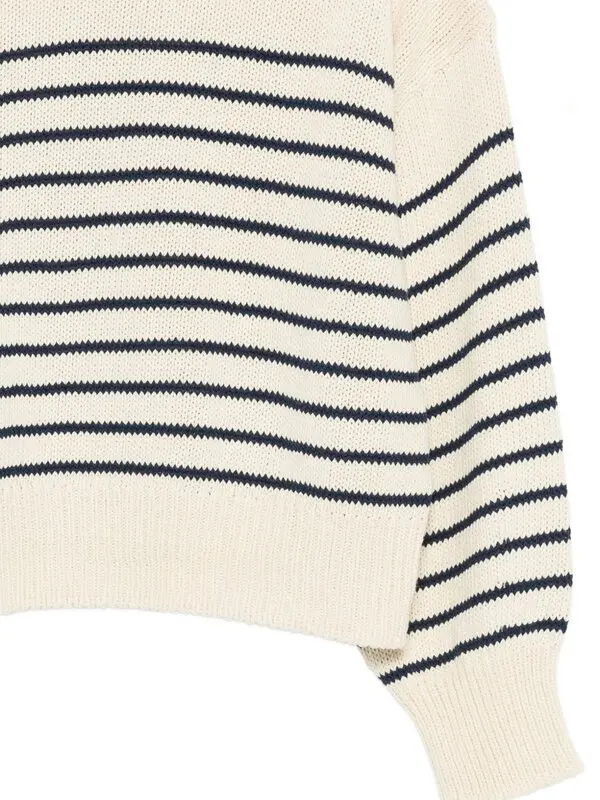 ALYSI Striped Cotton Crewneck Sweater
