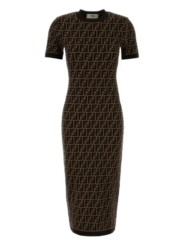 Fendi Ff Cotton Dress - Brown