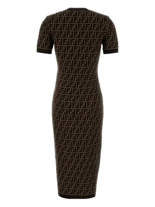 Fendi Ff Cotton Dress - Brown