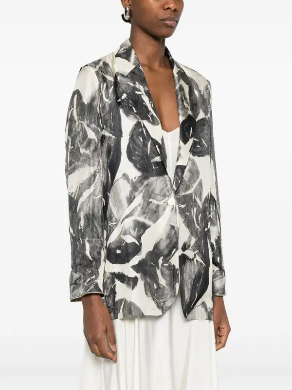 ALYSI Printed Single-breasted Jacket - Black