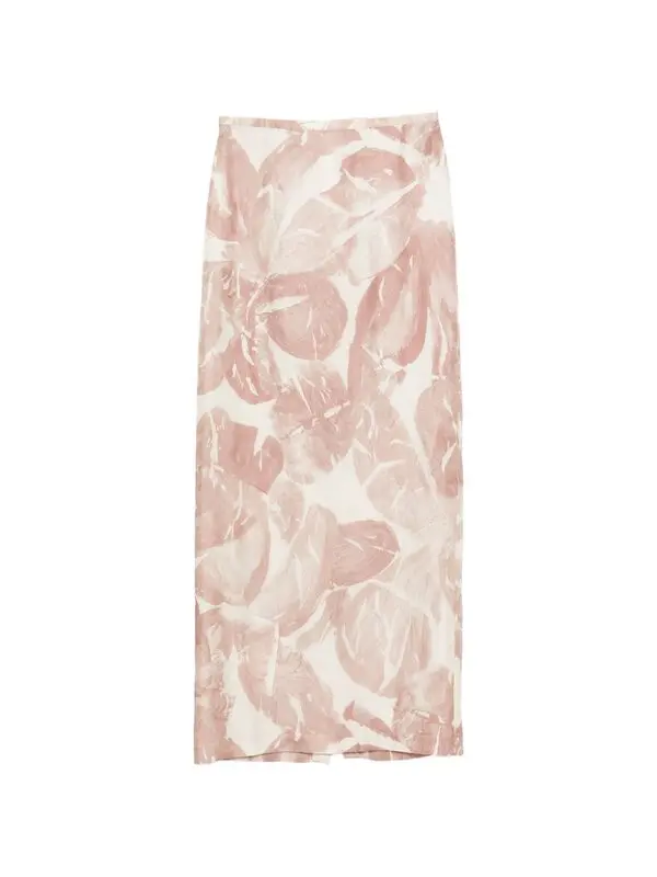 ALYSI Printed Silk Skirt - Pink