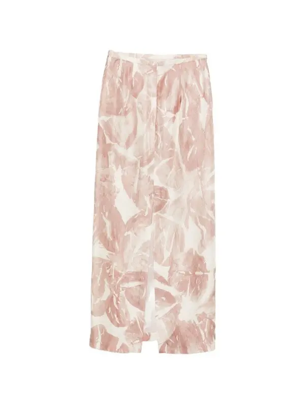 ALYSI Printed Silk Skirt - Pink
