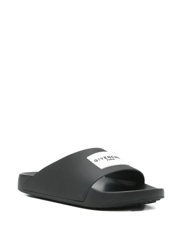 Givenchy Label Pool Slides - Black