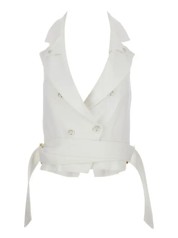 Elisabetta Franchi Belted Vest - White